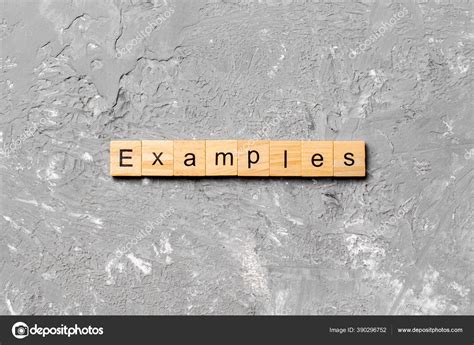 Examples Word Written Wood Block Examples Text Table Concept — Stock