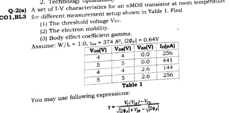 Solved 2 2a A Set Of I V Characteristics For An Nmos