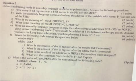 solved letters question 2 indirect addressing mode in