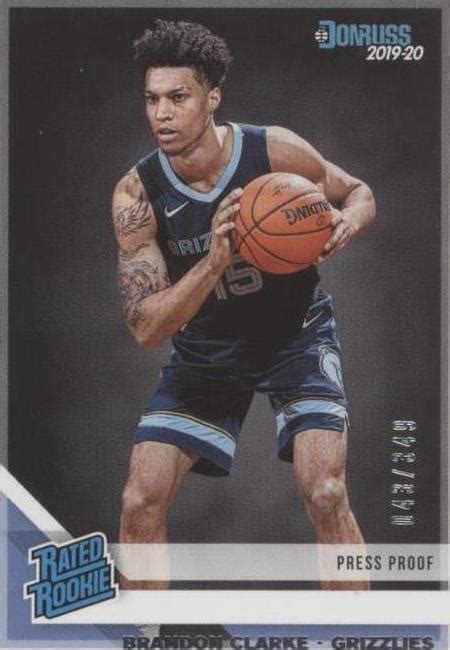 2019 20 Panini Donruss Rated Rookie Brandon Clarke 220 Press Proof Silver 349 Rc For Sale