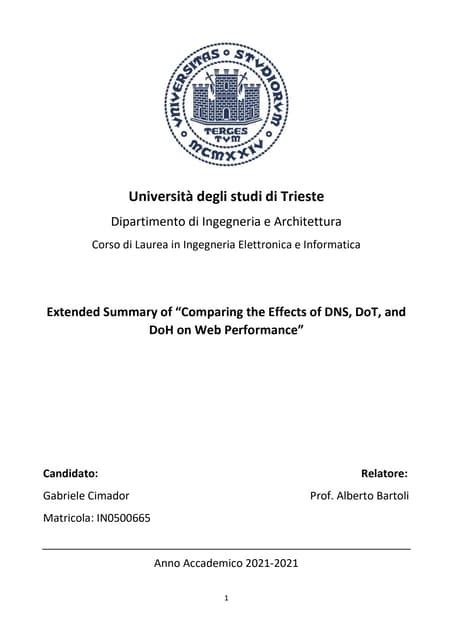 Extended Summary Of “comparing The Effects Of Dns Dot And Doh On Web Performance” Pdf