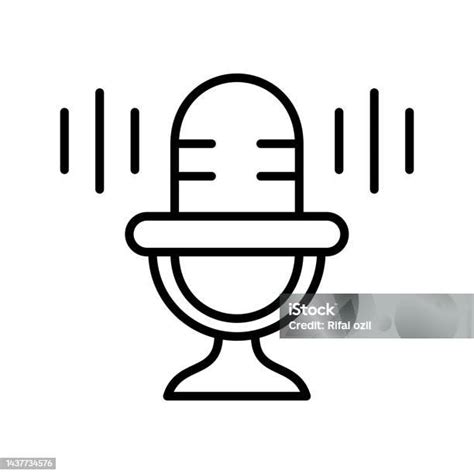 팟캐스트 마이크 마이크 아이콘 로고 디자인 벡터 템플릿 그림 기호 및 기호 픽셀 완벽 스피커에 대한 스톡 벡터 아트 및 기타