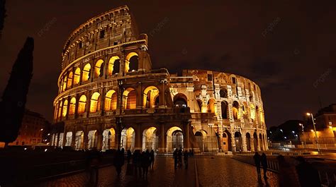 Rome Colosseum Night View Background Rome Architecture Night