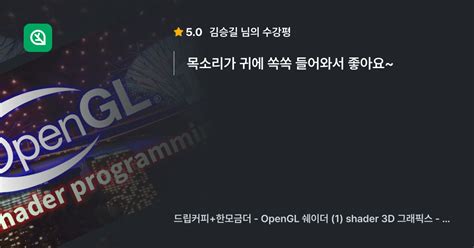 김승길의 생생한 수강후기 Opengl 쉐이더 1 Shader 3d 그래픽 인프런 수강평