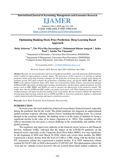 Pdf Optimizing Banking Stock Price Prediction Deep Learning Based
