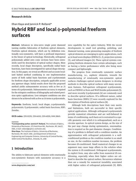 Pdf Hybrid Radial Basis Function And Local ϕ Polynomial Surfaces