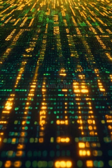 Digital Green Interface With Pixelated Data Stream Stock Illustration