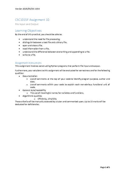 CSC F Assignment File Input And Output In Python Studocu