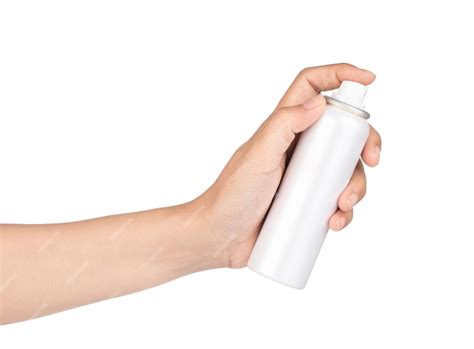 Premium Photo Hand Of A Girl Applied A Sunscreen Spray Isolated On White Background