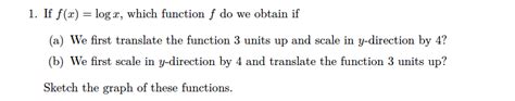 Solved 1 If F X Logx Which Function F Do We Obtain If A Chegg Com