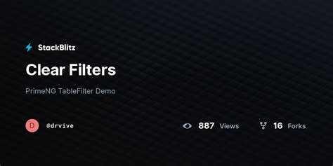 Clear Filters Stackblitz