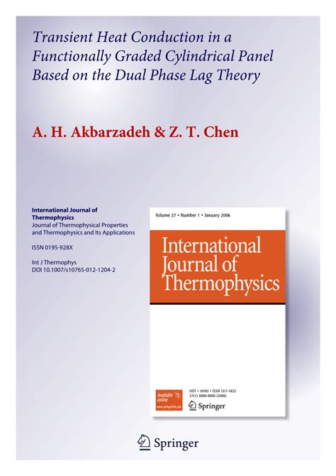 Pdf Transient Heat Conduction In A Functionally Graded Cylindrical Panel Based On The Dual