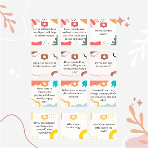 Printable Conversation Starter Cards 105 Topics Pdf Download Etsy