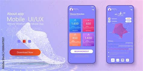 Different UI UX GUI Screens Fitness App And Flat Web Icons For Mobile Apps Responsive Website