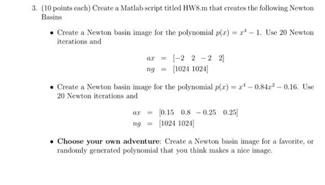 Solved 3 10 Points Each Create A Matlab Script Titled