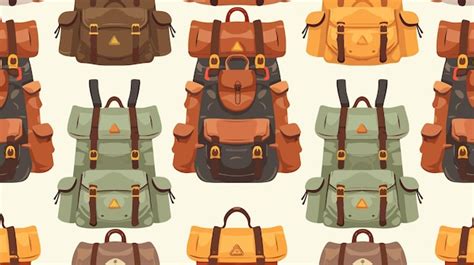Stylish Backpack Seamless Pattern Design Premium Ai Generated Vector