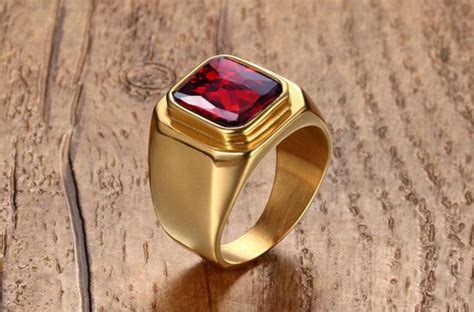 Mens Gold Plated Ruby Ring Mens Rings Classy Men Collection