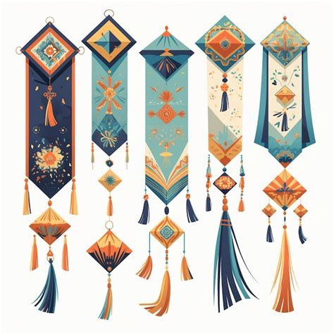 Malaysian Traditional Kite Patterns With Vibrant Colors Premium Ai