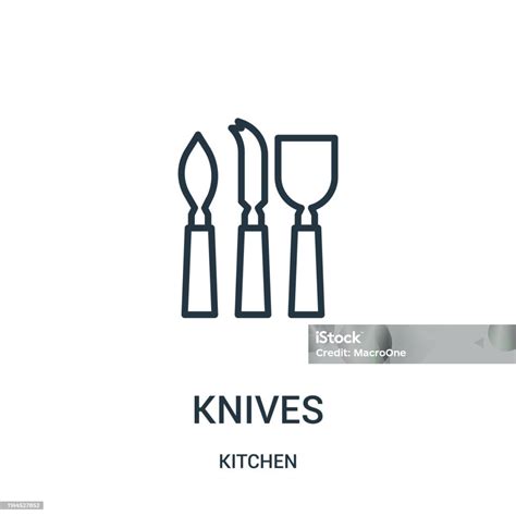 부엌 컬렉션에서 칼 아이콘 벡터입니다 얇은 선 나이프 개요 아이콘 벡터 일러스트 레이 션입니다 디자인에 대한 스톡 벡터 아트 및 기타 이미지 Istock