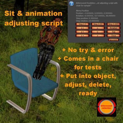 Second Life Marketplace Sit And Animation Adjusting Script With Chair