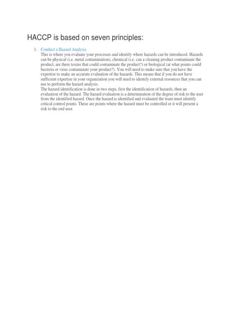 Haccp Is Based On Seven Principles Pdf