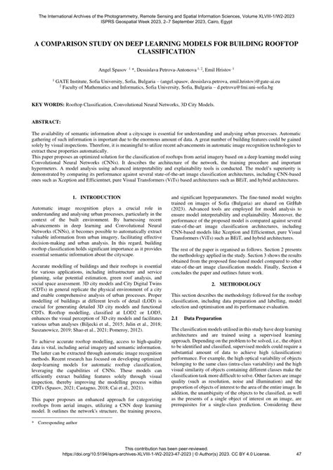 PDF A COMPARISON STUDY ON DEEP LEARNING MODELS FOR BUILDING ROOFTOP CLASSIFICATION