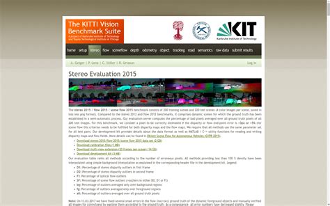 Kitti 2015 自动驾驶数据集 计算机视觉数据集