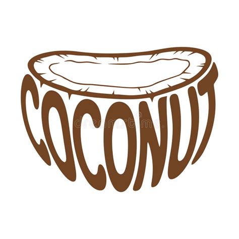 Coconut Word Art Forming Coconut Shape Colouring Page Stock Vector
