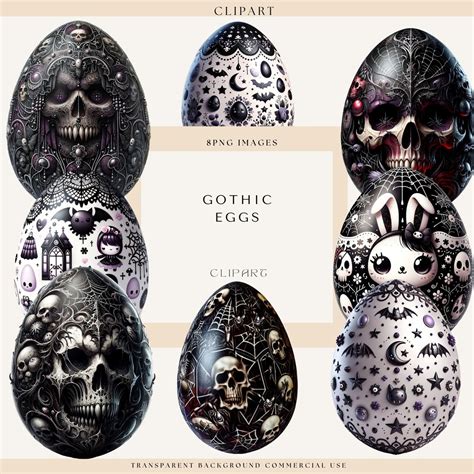Gothic Eggs Easter Egg Clipart Gothic Skull Eggs Halloween Clipart