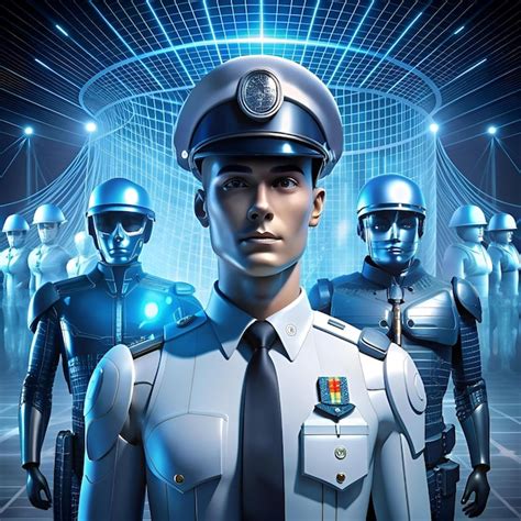 futuristic ai security officer with advanced technology premium ai
