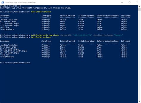 configure reverse lookup zone with powershell windows server core