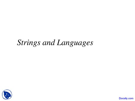 Strings And Languages Elementary Discrete Math Lecture Slides Docsity