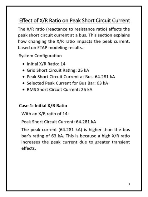 Effect Of Xr Ratio On Peak Short Circuit Current Pdf