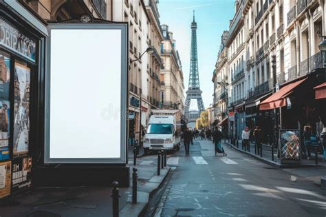 Empty Vertical Space Advertisement Billboard For Olympic Games In Paris