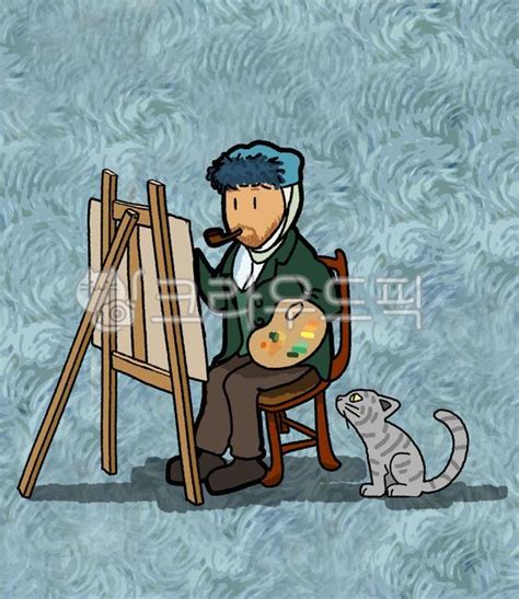 우울증 고양이일러스트 빈센트반고흐 Illustration 정신건강 사진 이미지 일러스트 캘리그라피 흰고래작가