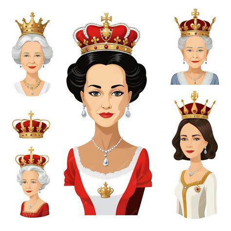 Premium Vector Queen Vector Set White Background Isolated A High Quality
