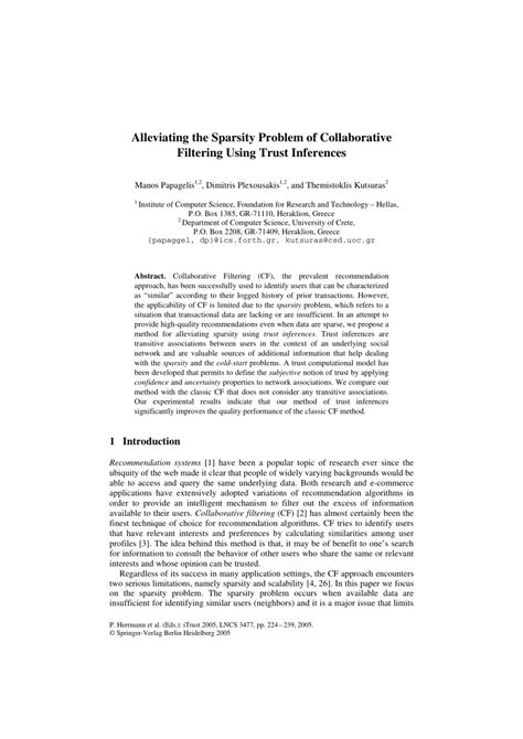 Pdf Alleviating The Sparsity Problem Of Collaborative Filtering Using