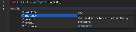 Raycastresultinstance Type Is Any Instead Of Basepart Studio