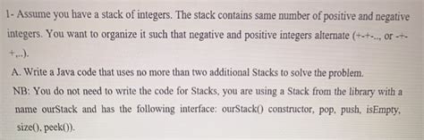 Solved Assume You Have A Stack Of Integers The Stack Chegg