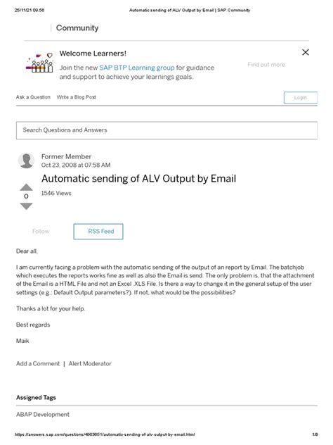 Automatic Sending Of Alv Output By Email Sap Community Pdf