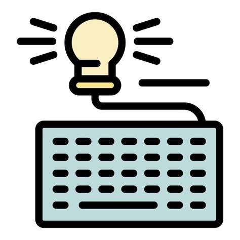 Premium Vector Keyboard With Light Bulb Icon Outline Keyboard With Light Bulb Vector Icon