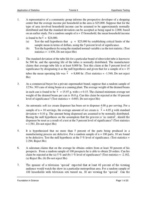 Testing Statistical Hypotheses Through Application Of Various