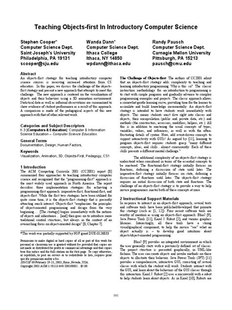 Teaching Objects First In Introductory Computer Science The Challenge