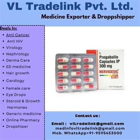 Pregabalin Capsules Ip Nervigesic 300mg At ₹ 341 Stripe Pregabalin Capsules And Tablets In