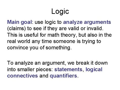 Chapter Introduction To Logic Logic Main Goal