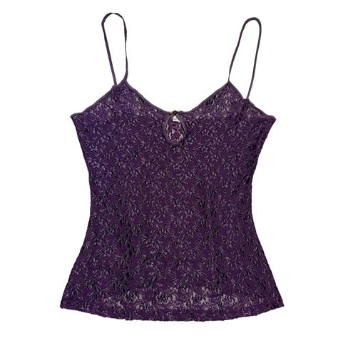 Gorgeous Vintage Dark Purple Lace Tank Top Camisole Depop