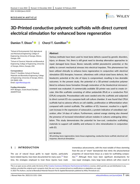 Pdf 3d‐printed Conductive Polymeric Scaffolds With Direct Current Electrical Stimulation For