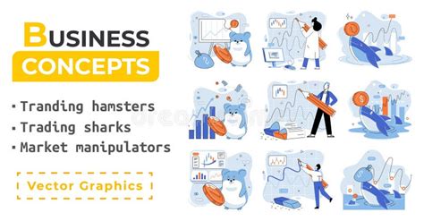 Stock Market Manipulation Characters Analyzing Stock Market Data To Control Financial Graphic