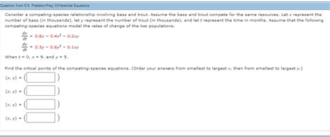 Solved Question From 66 Predator Prey Differential