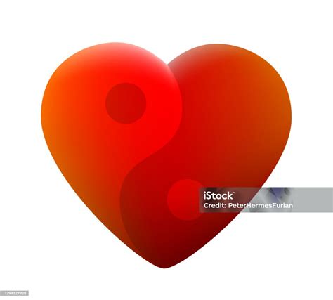 음양 기호와 심장 사랑 건강 균형 조화 영성 평화와 평온을 상징합니다 흰색 배경에 격리된 벡터 그림입니다 3차원 형태에 대한 스톡 벡터 아트 및 기타 이미지 Istock